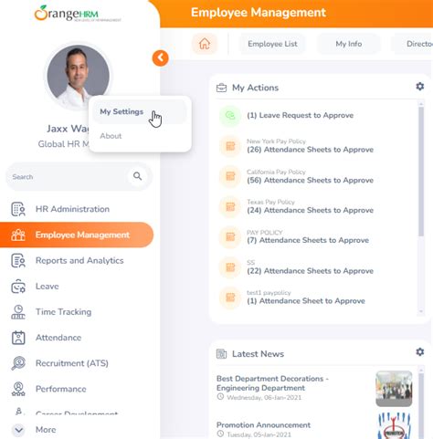 How To Reset Your Password And To Change The Language Under My Settings OrangeHRM