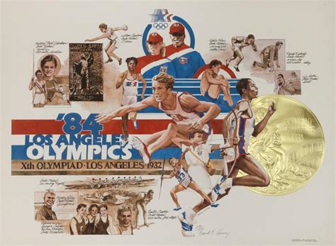 Lot Signed 1984 Los Angeles Summer Olympics Poster Color Lithograph