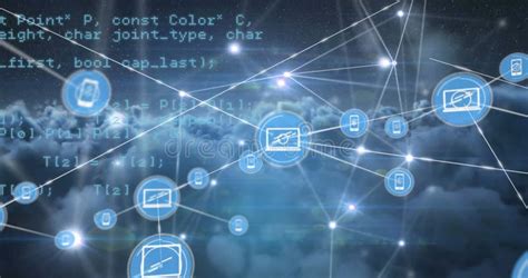 Image Of Connected Icons And Illuminated Dots Over Computer Language