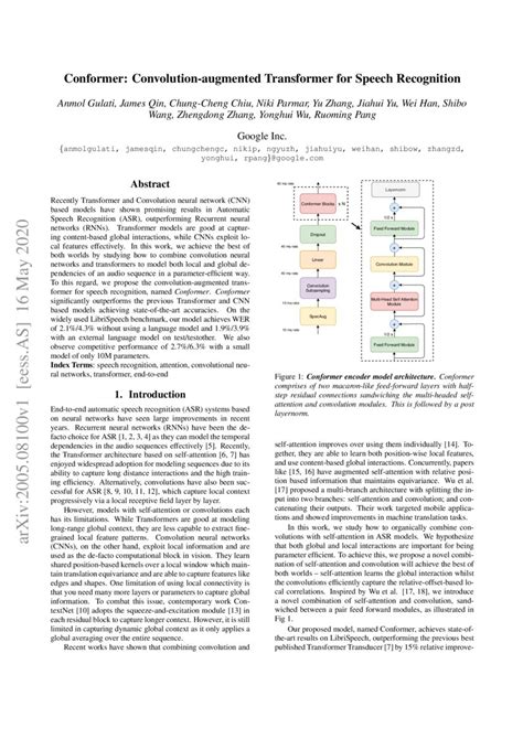 conformer convolution augmented transformer for speech recognition