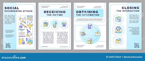 Social Engineering Attack Blue Brochure Template Stock Vector Illustration Of Cover