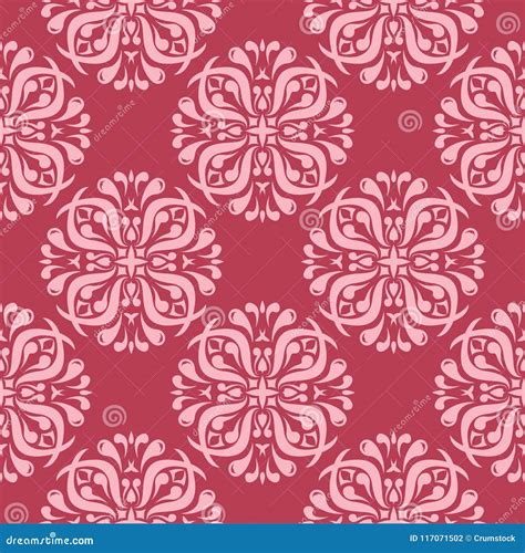 Floral Seamless Pattern On Red Background Stock Vector Illustration