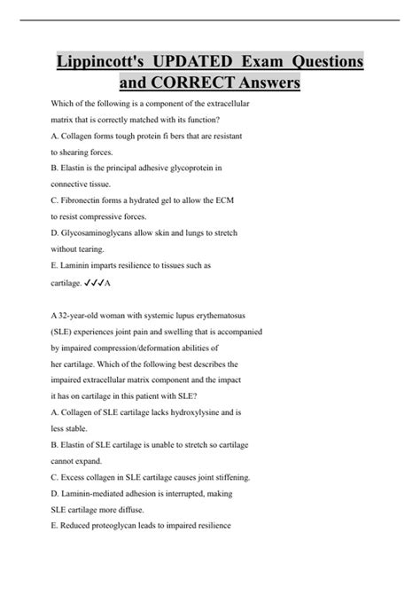 Lippincotts Updated Exam Questions And Correct Answers Lippincotts Stuvia Us
