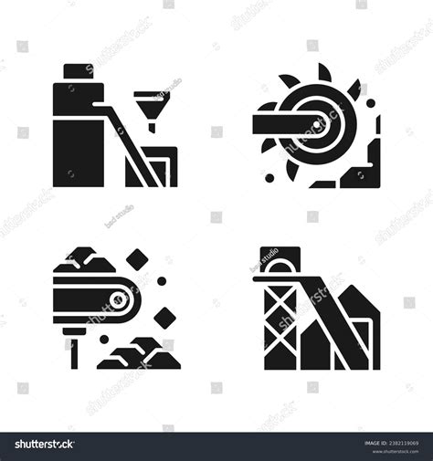 Coal Mining Process Black Glyph Icons Stock Vector Royalty Free 2382119069 Shutterstock