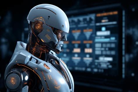 premium ai image in 3d rendering a robot integrates a high tech hud graphic interface