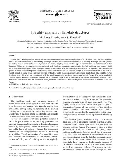 Pdf Fragility Analysis Of Flat Slab Structures Amr Elnashai