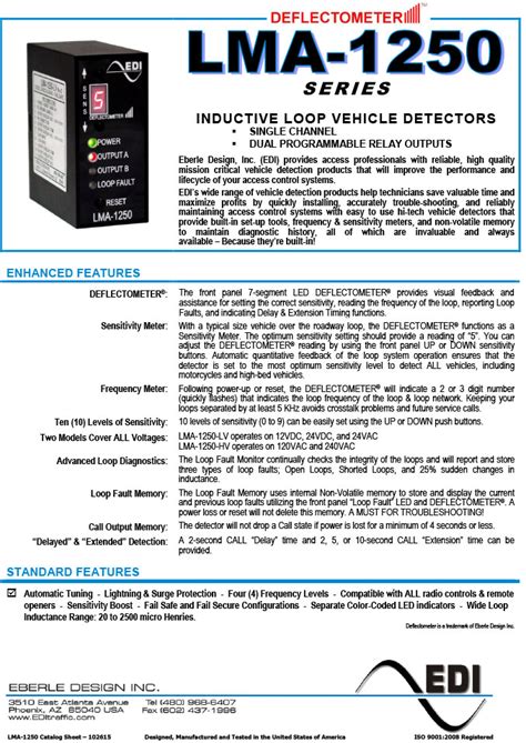 EDI LMA 1250 LV Loop Detector Low Voltage