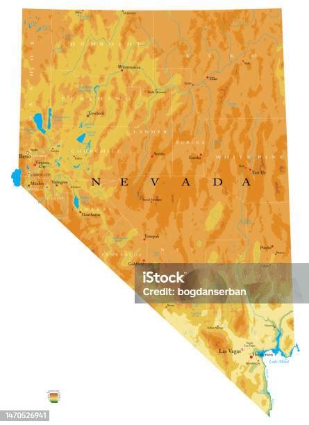 Nevada Highly Detailed Physical Map Stock Illustration Download Image