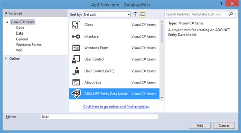 Database First Entity Framework 6