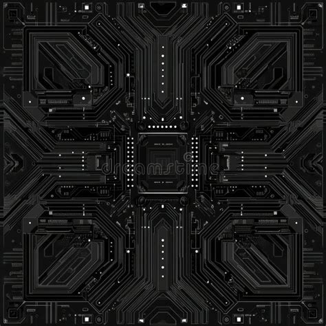 Intricate Black Circuit Board Design Featuring Symmetric Electronic Patterns Stock Image Image