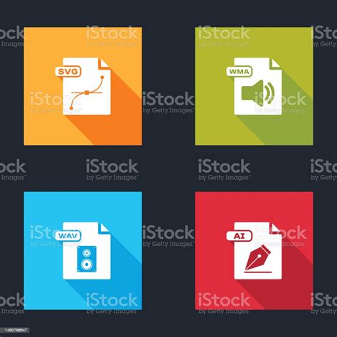 Set Svg File Document Wma Wav And Ai Icon Vector Stock Illustration