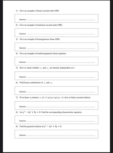 Solved Give An Example Of Linear Second Order Ode Give An