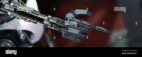 Robot Hand Pointing With Index Finger And Touching Gesture Modern