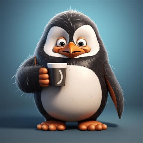 Premium Ai Image A Penguin With A Mug In His Hand