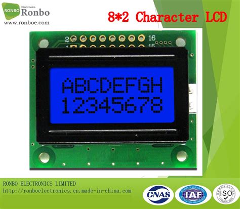 8X2 Character LCD Module MCU 8bit Blue Background COB Stn LCD Display LCD Module And LCD
