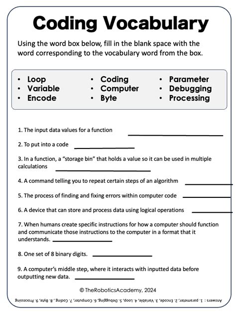 Free Printable The Robotics Academy