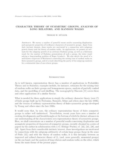 pdf character theory of symmetric groups analysis of …slc wpapers