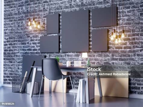 3 D 일러스트 포스터 프페임 형판 워크스페이스 Mock 바라요 배경 0명에 대한 스톡 사진 및 기타 이미지 0명 공란 디자인 Istock