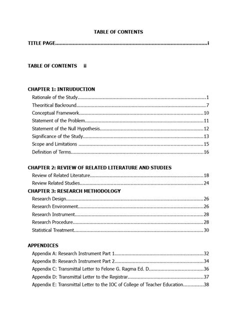 contents table pdf methodology science