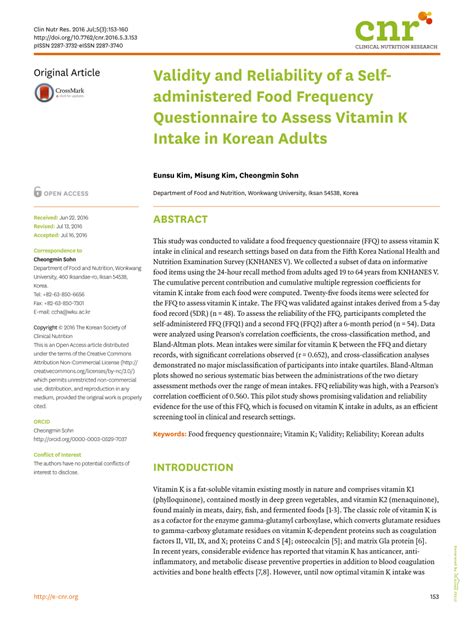 Pdf Validity And Reliability Of A Self Administered Food Frequency Questionnaire To Assess