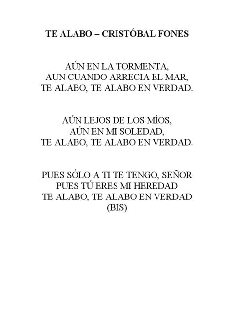 Te Alabo Letra Pdf