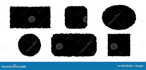 Torn Paper Pieces Set Black Frames With Jagged Edges Stock Vector Illustration Of Scrap