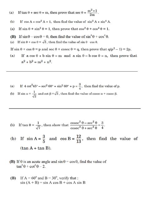 Trignometery Pyq Class 10 Pdf