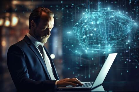 Premium Photo Businessman Using Technology For Ai Big Data Iot