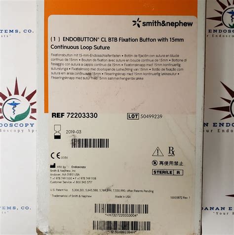 Smith And Nephew 72203330 Endobutton Cl Btb Fixation Button With 15mm Continuous Loop Suture X 2019