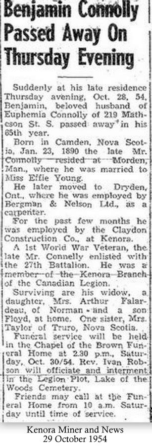 Biography For Ww1 Veteran Benjamin Connolly Canadian Expeditionary