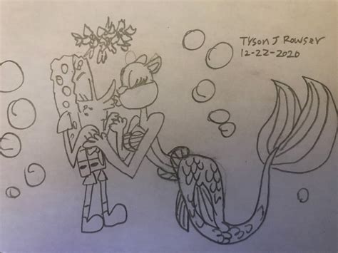 Spongebob And Sandy Mistletoe Kiss By Rowserlotstudios1993 On Deviantart