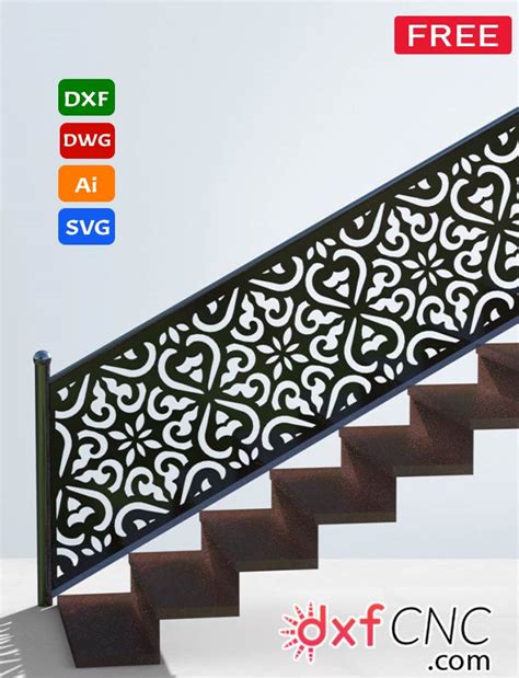 Modern Staircase Idea Design Cnc Handrail Dxf File Free Download