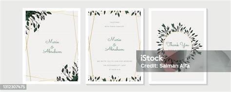 웨딩 초대장 꽃 초대 감사 Rsvp 현대 카드 디자인 현대 열대 잎 가지 및 프레임 패턴 벡터 우아한 수채화 소박한 템플릿 장식