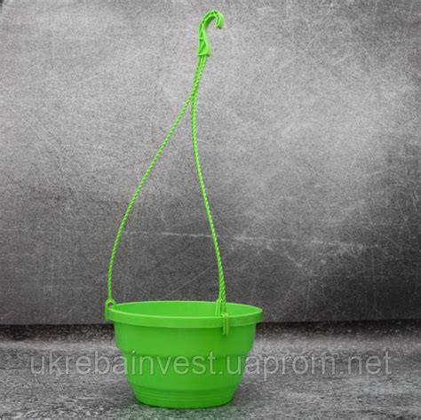 Кашпо підвісне 3 7л салатовий з гачком продажа цена в Черновцах Емкости для растений от ООО