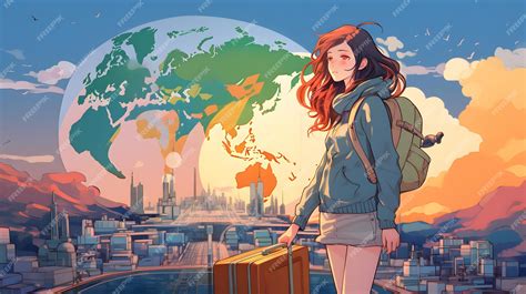 Premium Photo Anime Girl Traveling The World