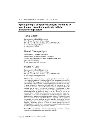 Hybrid Principal Component Analysis Technique To Machine Part Grouping Problem In Cellular
