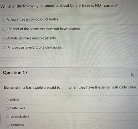 Solved Which Of The Following Statements About Binary Trees