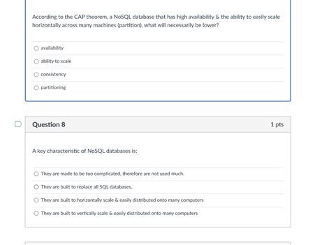 Solved According To The Cap Theorem A Nosql Database That