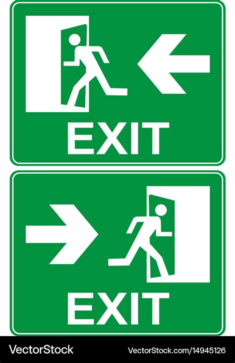 Green Emergency Exit Sign Royalty Free Vector Image