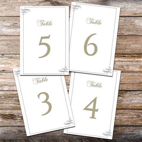 Printable Wedding Table Numbers Template Swash Instant Download