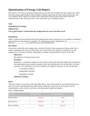 Quantization Energy Lab Report Copy Doc Quantization Of Energy Lab Report Instructions For