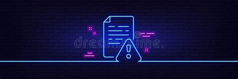 Instruction Manual Line Icon Warning File Sign Neon Light Glow Effect Vector Stock Vector