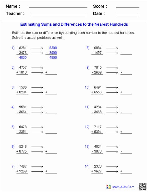 Estimate Sums Worksheet Unique Estimation Worksheets Simple Template Design