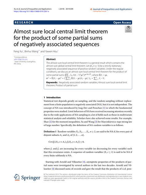 Pdf Almost Sure Local Central Limit Theorem For The Product Of Some Partial Sums Of Negatively