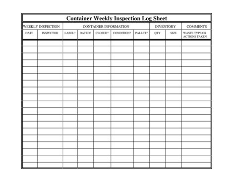 North Dakota Container Weekly Inspection Log Sheet Fill Out Sign Online And Download Pdf