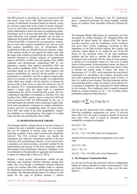 Biometric Based Intrusion Detection System Using Dempster Shafer Theory For Mobile Ad Hoc