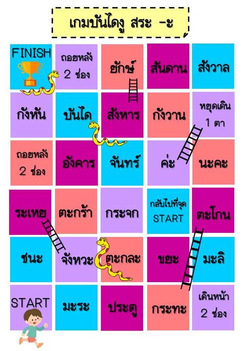 เกมบันไดงูสระภาษาไทย แจกฟรี ครูโช แบ่งปันสื่อการสอน