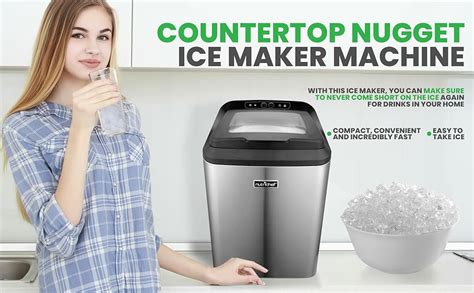 Amazon Com NutriChef Countertop Nugget Ice Maker Machine Electric Nugget Ice Maker Countertop