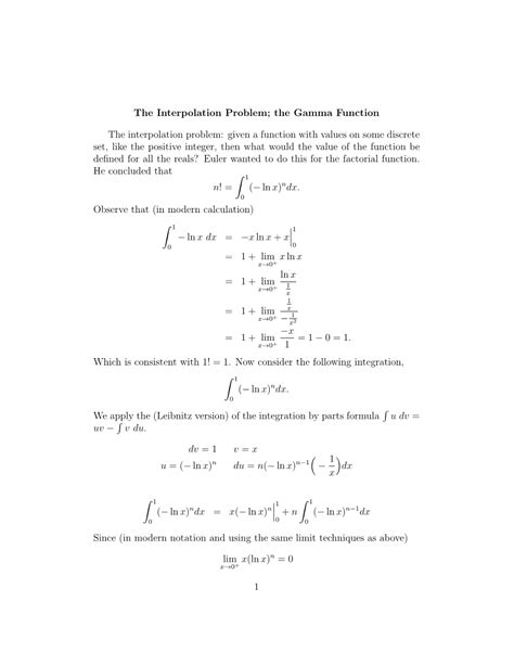 The Gamma Function The Interpolation Problem DocsLib