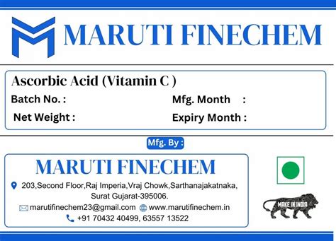 L Ascorbic Acid Grade Standard Ip At ₹ 400kg In Surat Id